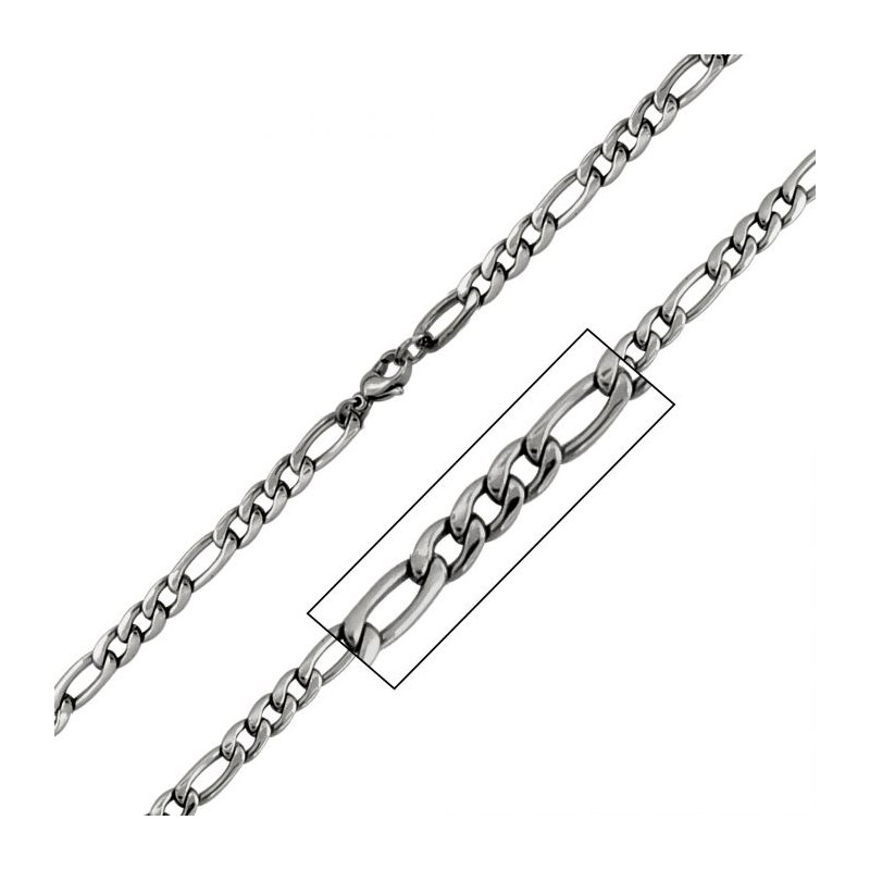 INOX Jewelry Stainless Steel 6mm Figaro Polished Chain NSTC020 ...