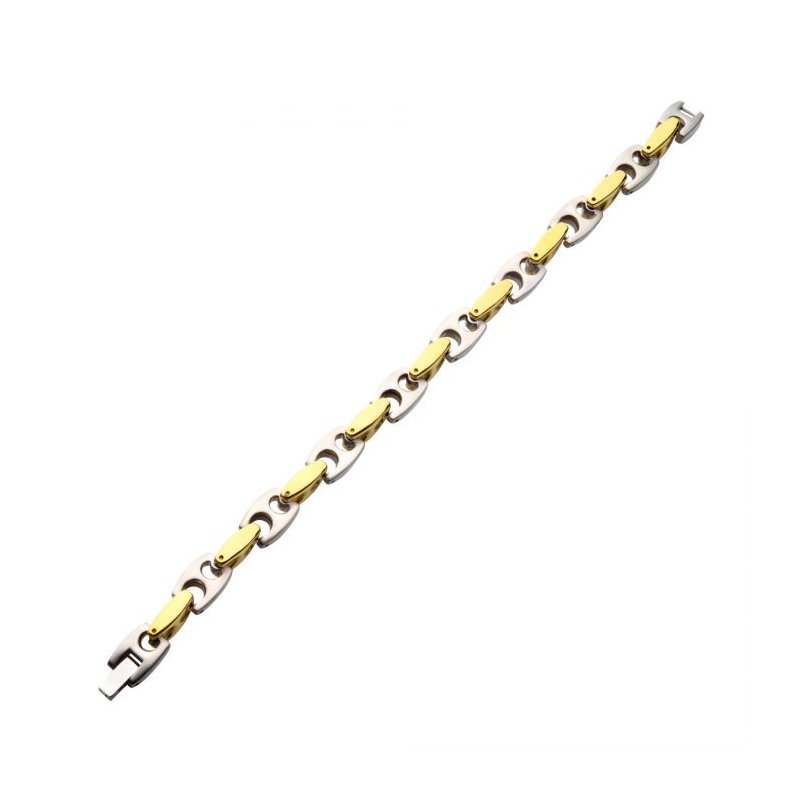 INOX Jewelry 18Kt Gold IP Stainless Steel Anchor Link Chain Two-tone ...