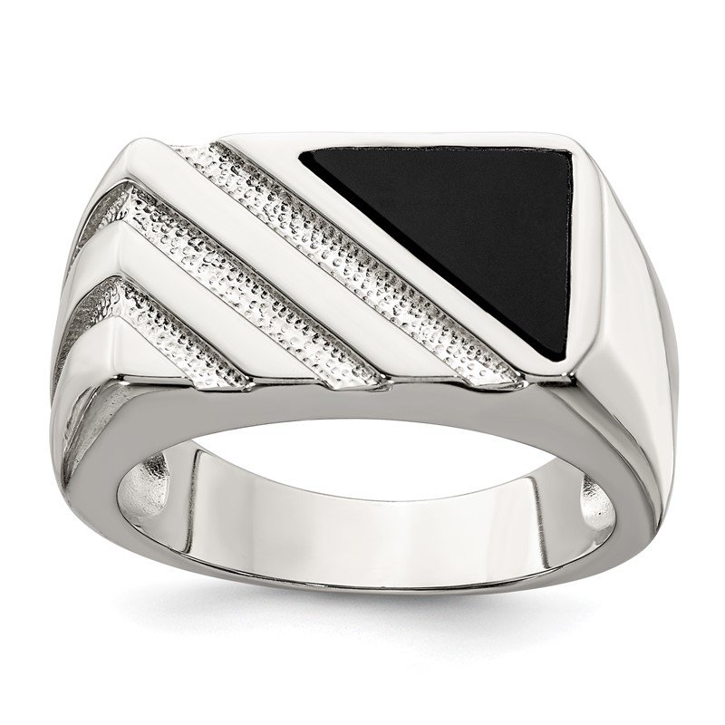 Sterling Silver Rhodium plated Men s Onyx Ring