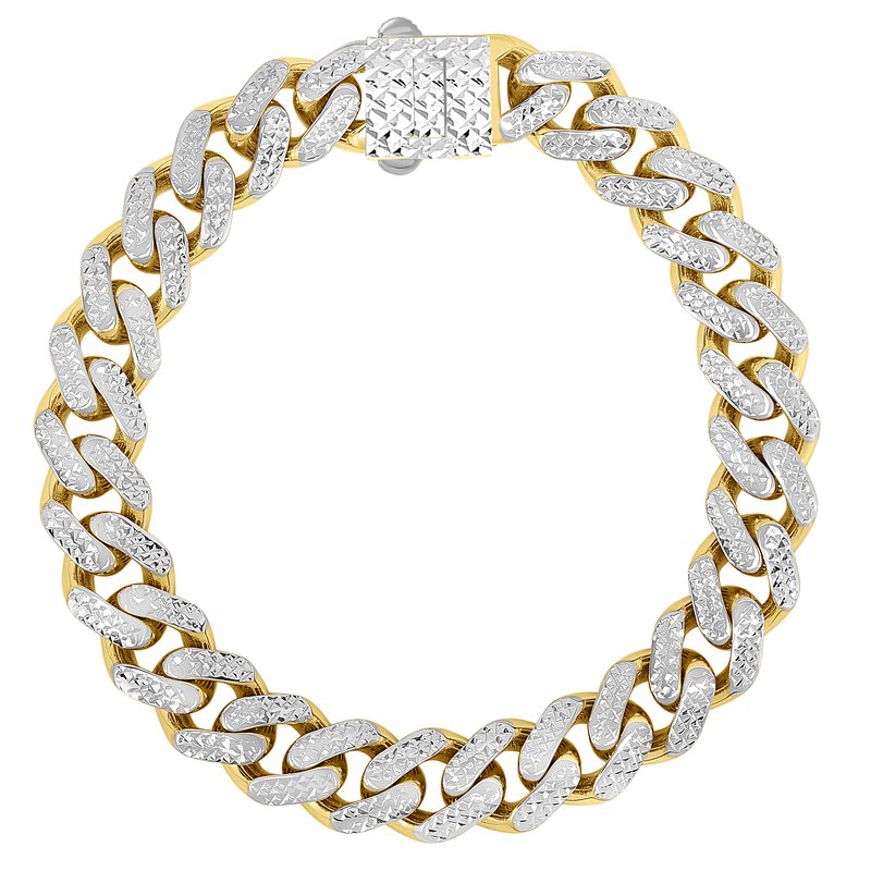 Royal Chain 14K Gold 11.5mm White Pave Lite Miami Cuban RC10349-0850 ...