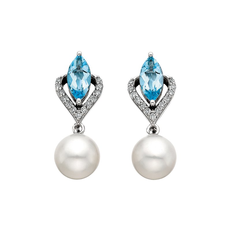 Pearl and blue topaz earrings store