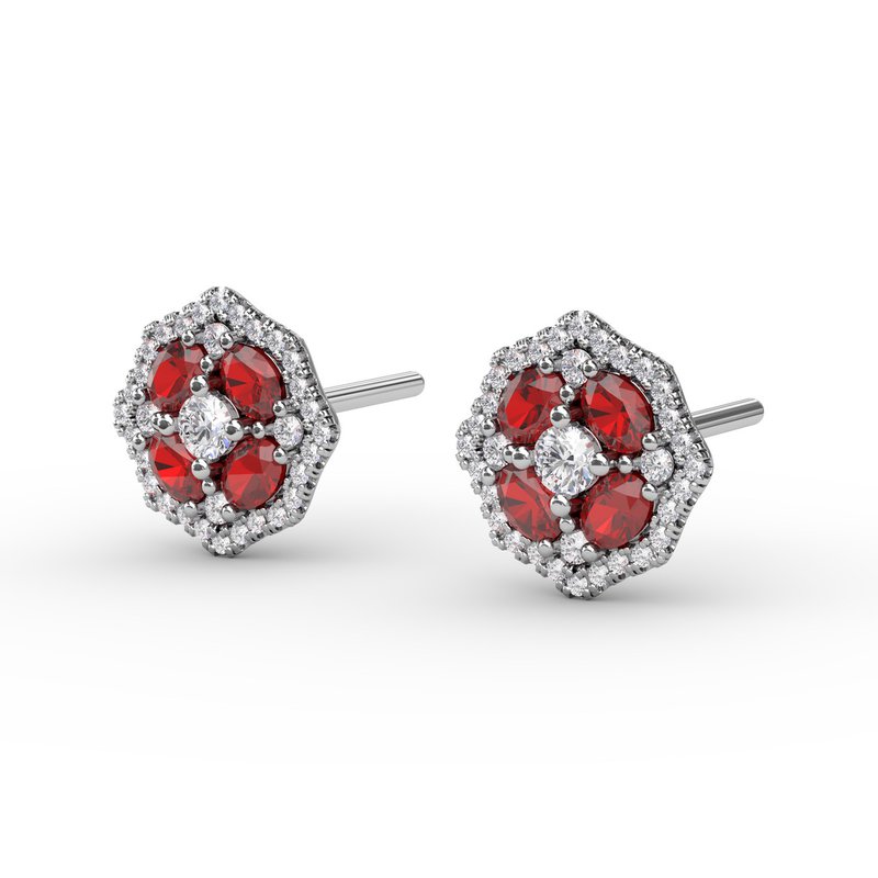 Fana Striking Ruby and Diamond Stud Earrings ER1690R - Schnacks Fine Jewelry