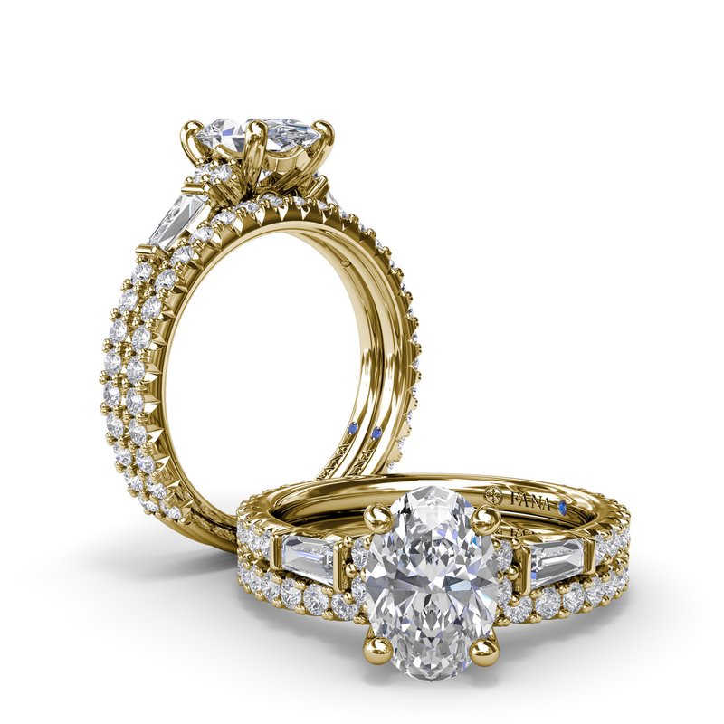 Modern Twist Three Stone Engagement Ring S4221 - Fana
