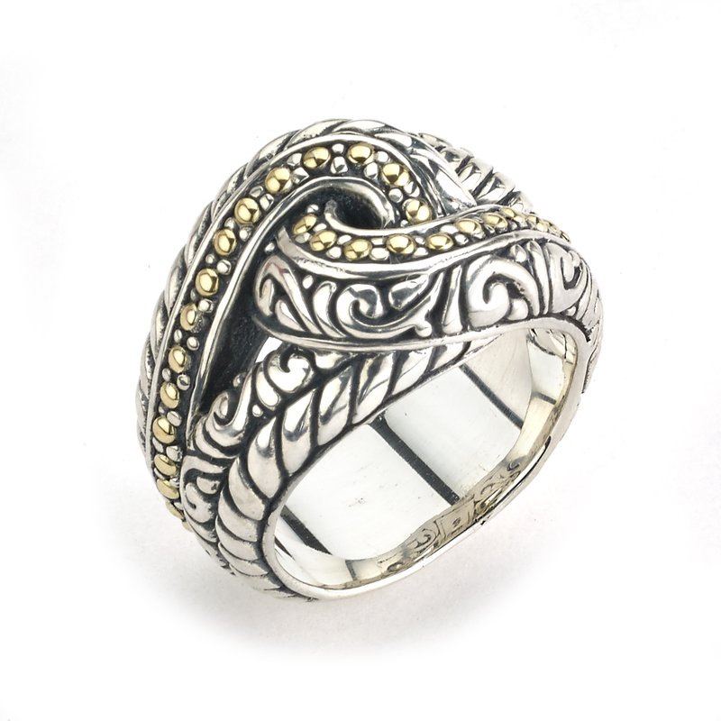 Samuel B STERLING SILVER/18K BALINESE INTERLOCK SWIRL DESIGN RING ...