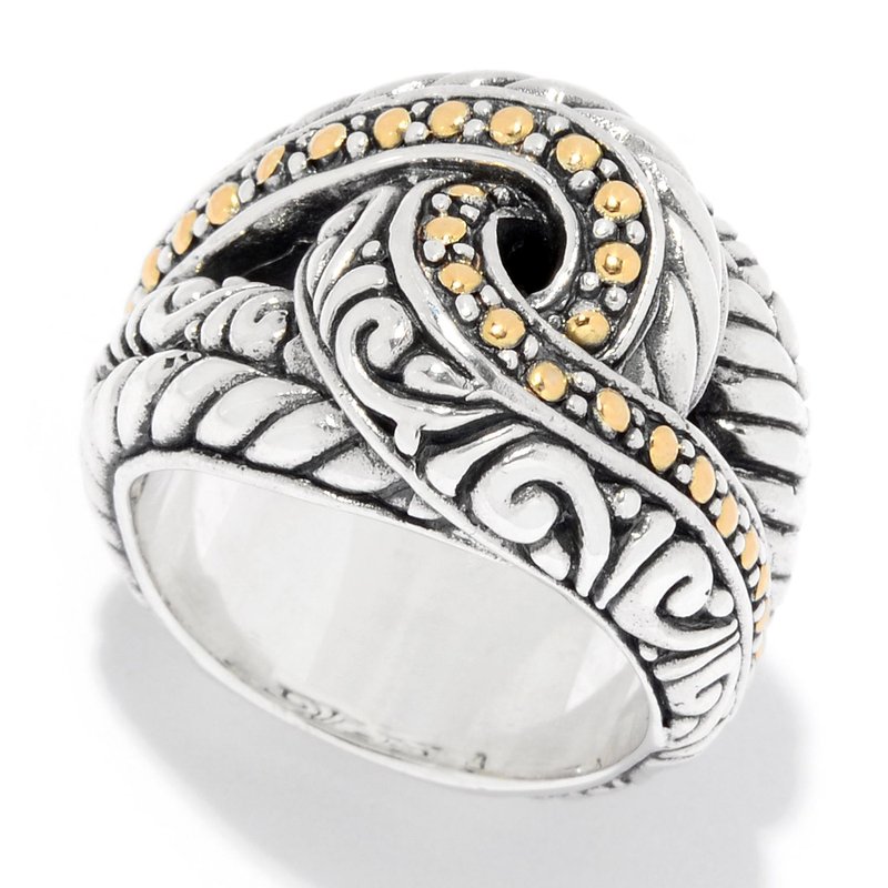 Samuel B STERLING SILVER/18K BALINESE INTERLOCK SWIRL DESIGN RING ...