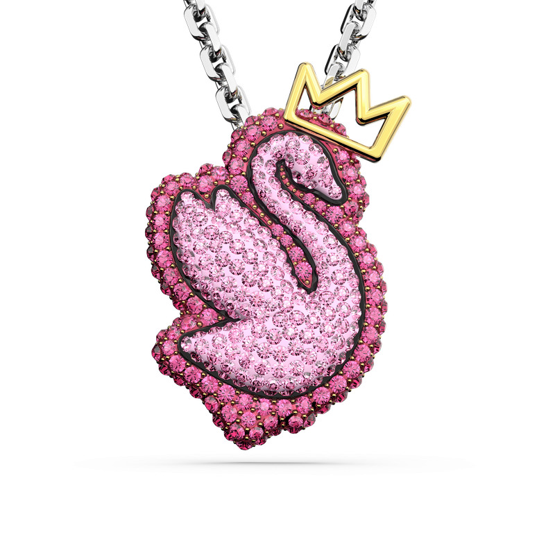 Swarovski Pop Swan pendant Swan Long Pink Rhodium plated 5649195 Bradley Gough Diamonds