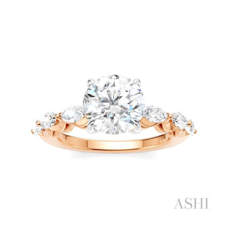 ASHI Round Shape Semi-Mount Diamond Engagement Ring 192A2DDFHPW-SM-RD2 ...