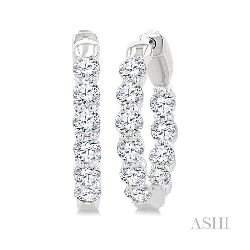 ASHI Round Shape Inside-Out Diamond Fashion Hoop Earrings 627H0DDFGERWG ...