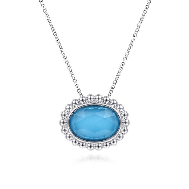 Gabriel Fashion 925 Sterling Silver Rock Crystal and Turquoise Pendant ...