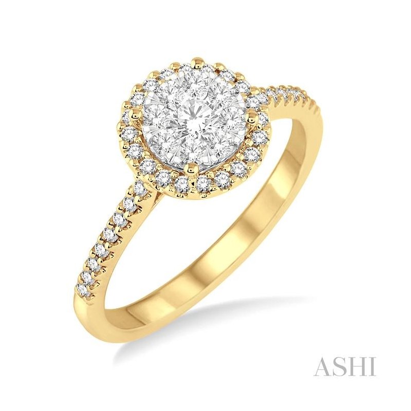 ASHI Round Shape Halo Lovebright Essential Diamond Engagement Ring ...