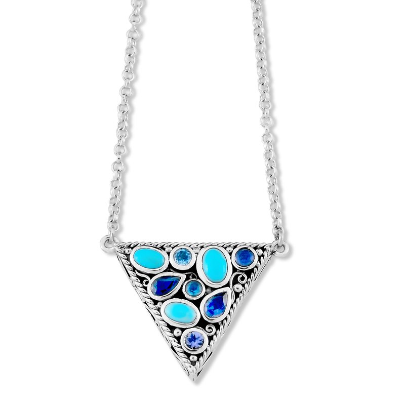 Samuel B STERLING SILVER BLUE TONE TRIANGLE SHAPE NECKLACE 57773N ...