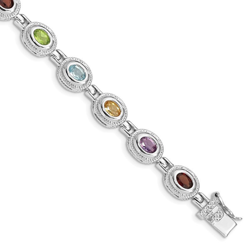 Multicolor gemstone bracelet in sterling silver store