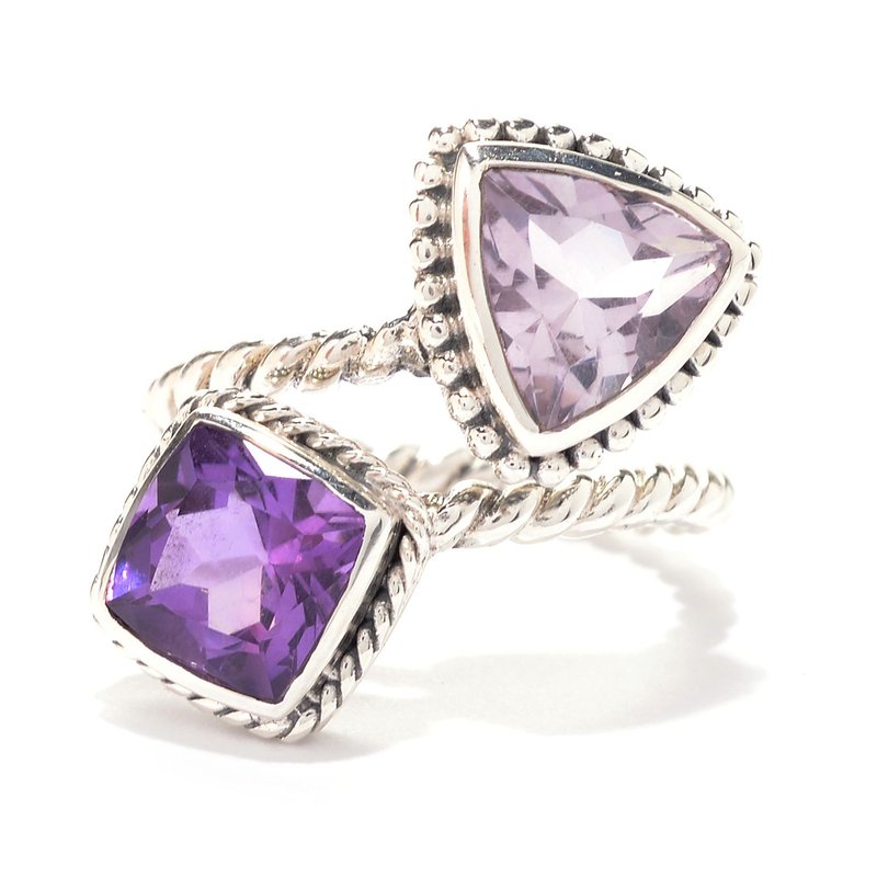 Samuel B STERLING SILVER MULTI SHAPE AMETHYST BYPASTERLING SILVER RING ...