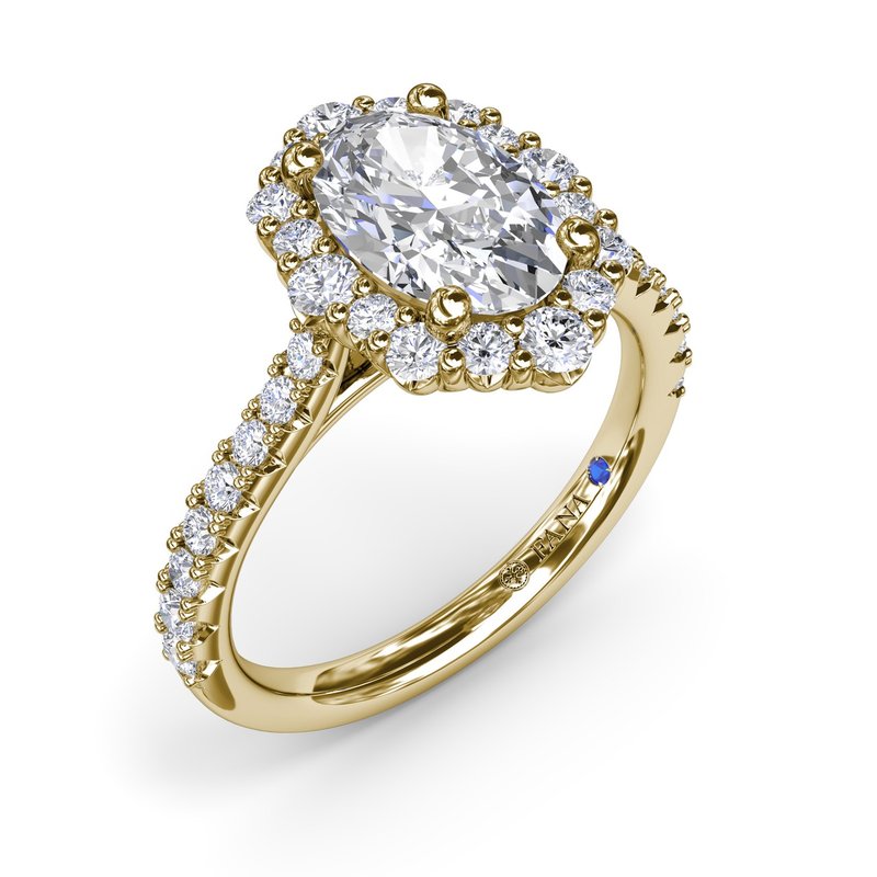 Oval Diamond Graduated Halo Engagement Ring S4297 - Fana
