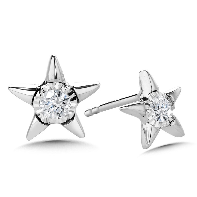 SDC Creations Star-Shaped Diamond Star Studs EDMS025-W - Charles ...