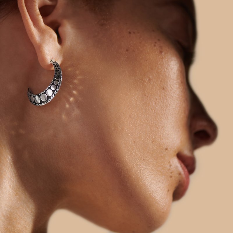 JOHN HARDY Dot Hoop Earring in Hammered Silver EB30072 Osborne s Jewelers