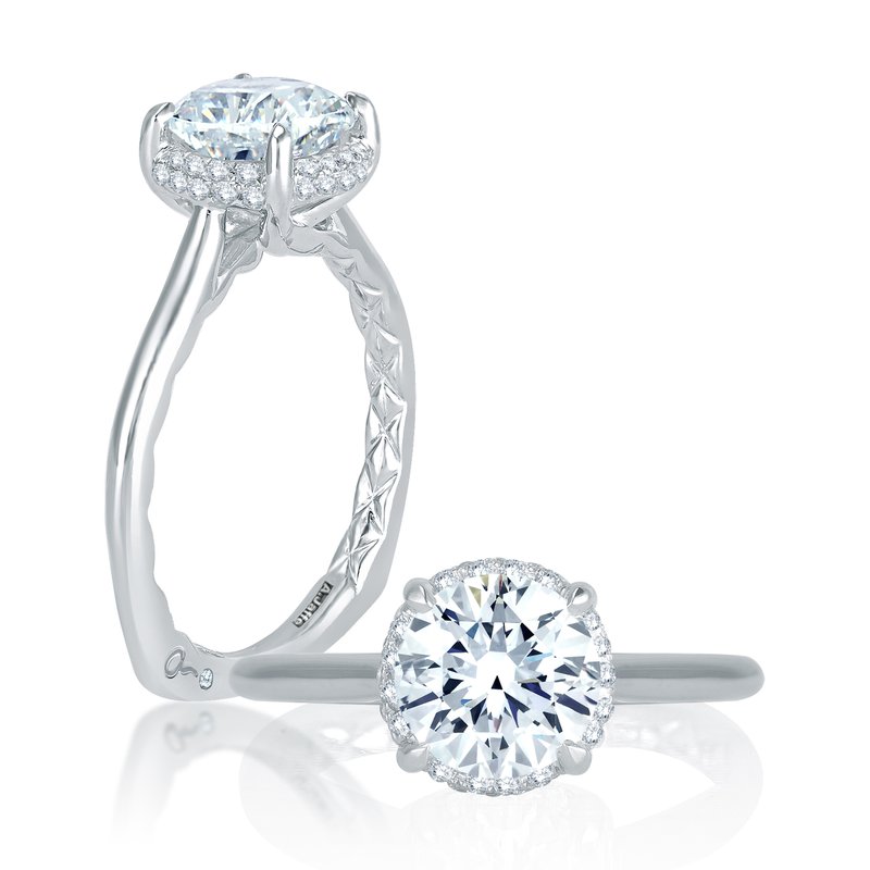 A.JAFFE Classic Round Center Diamond Engagement Ring with a Round ...
