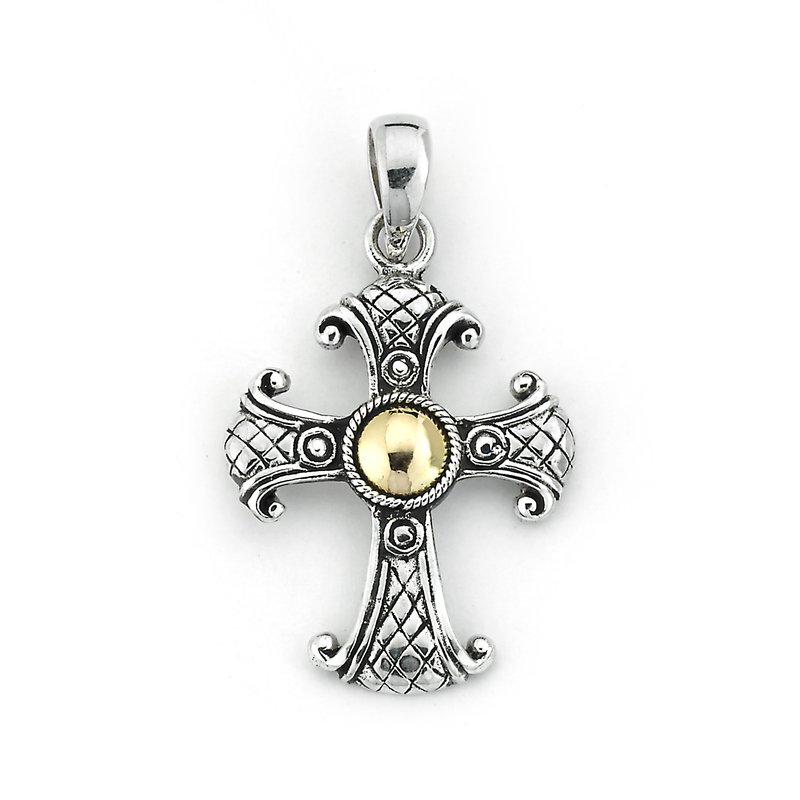 Samuel B STERLING SILVER/18K CROSTERLING SILVER PENDANT 58216P.SLGO ...