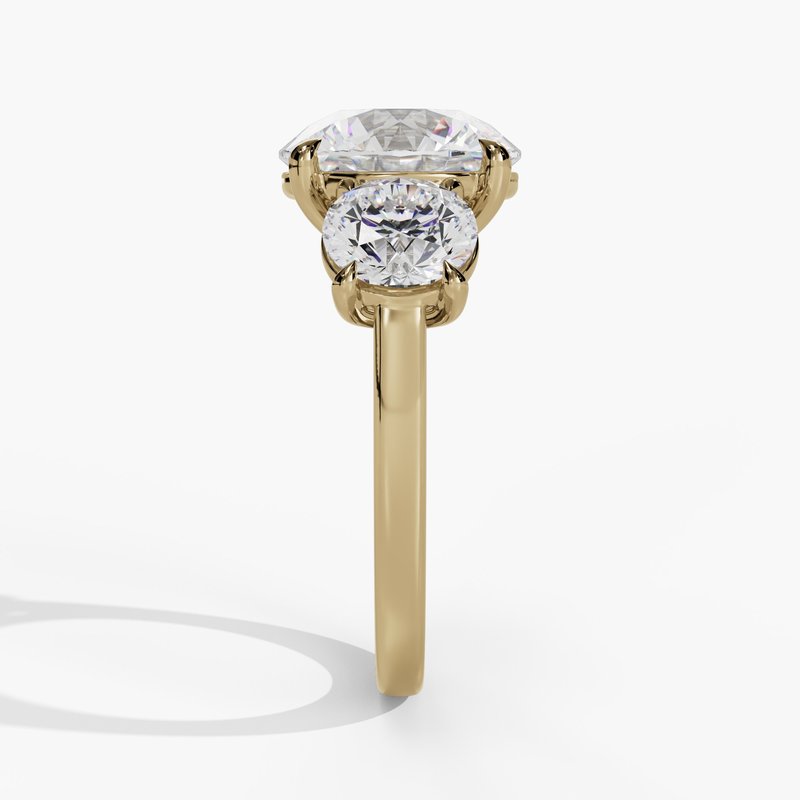 3 Stone Round Accent Lab Diamonds Engagement Ring R15730 - Costar