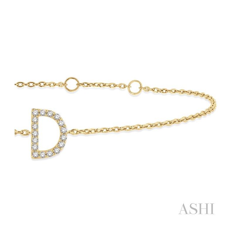 ASHI Block 'D' Initial Diamond Chain Bracelet 705A0SWTSYG-D ...