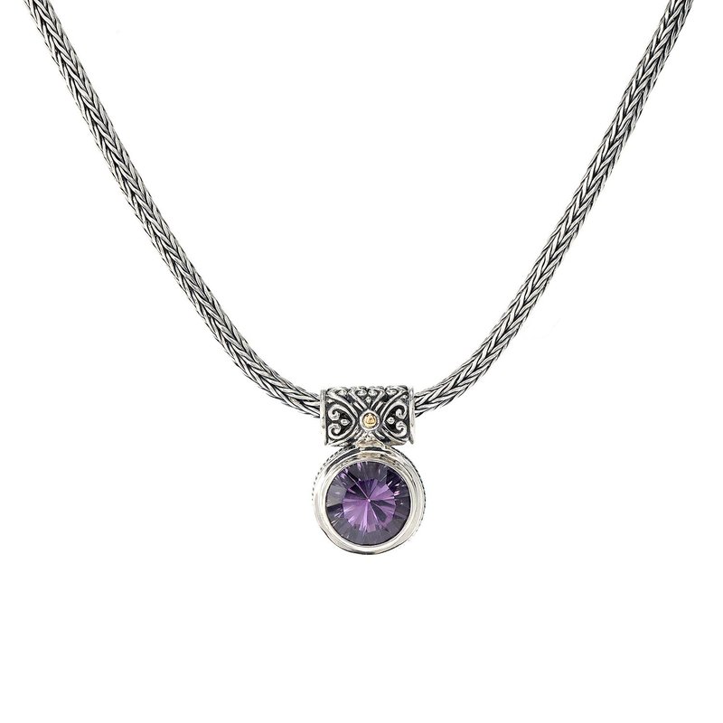 Samuel B STERLING SILVER/18K ROUND AMETHYST NECKLACE 55101N.AM ...