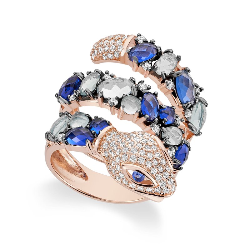 Miss Mimi By Yael Large Blue Serpentine Ring In Rose LARGE-SNAKE-RING ...