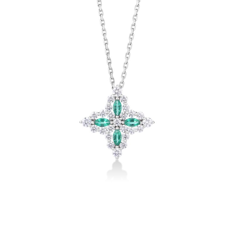Roberto Coin Diamond Princess Outline Large Tapered Flower Necklace ...