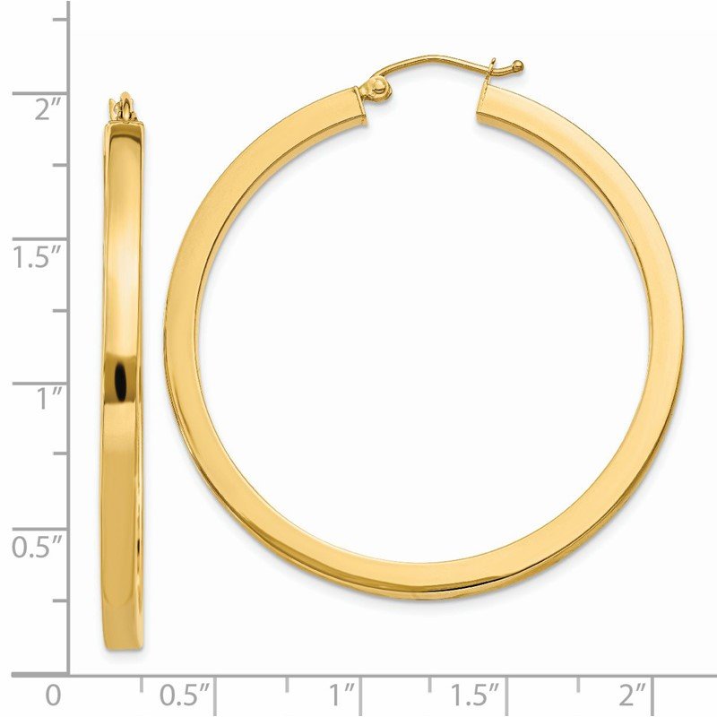 Quality Gold 14k 3mm Polished Square Hoop Earrings TE541 Emerald City Jewelers