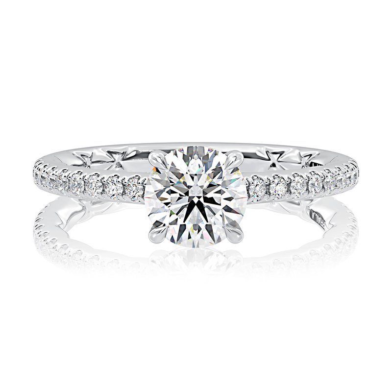 A.JAFFE Solitaire Bezel Round Cut Diamond Engagement Ring MECRD2907Q ...