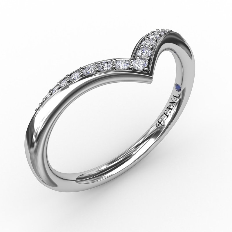 Polished and Tapered Shared Prong Chevron Diamond Band W7318 - Fana
