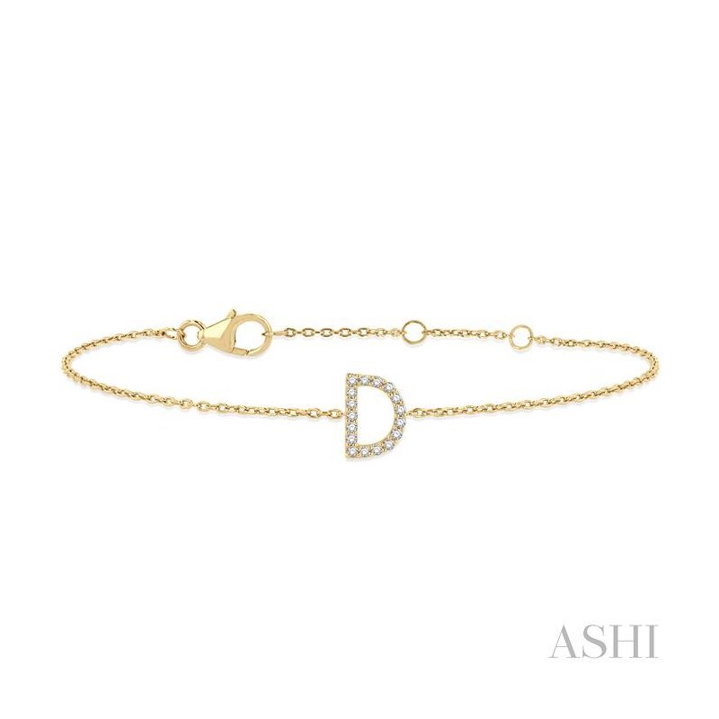 ASHI Block 'D' Initial Diamond Chain Bracelet 705A0SWTSYG-D ...