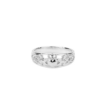 Keith Jack S sil Oxidized Small Claddagh Heart Ring Tapered PRS6473 D.C. Taylor Jewellers
