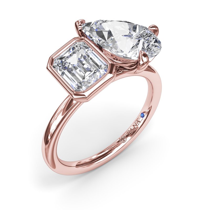 Toi et Moi Emerald Bezel and Pear Engagement Ring S4365 - Fana