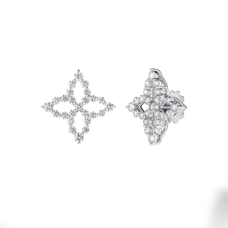 Roberto Coin Diamond Princess Outline Large Tapered Flower Stud ...