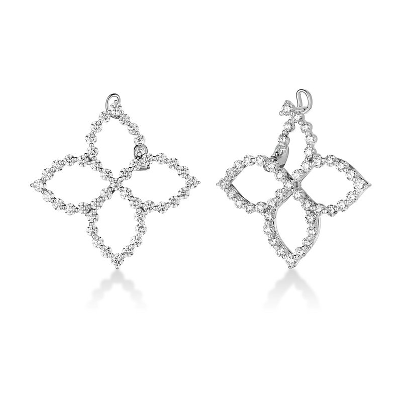 Roberto Coin Diamond Princess Outline Large Hinged Flower Earrings ...