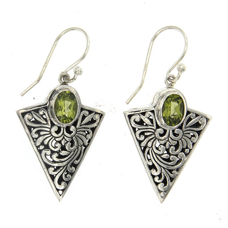 Samuel B STERLING SILVER PERIDOT TRIANGLE EARRINGS 54029E.SLPE ...