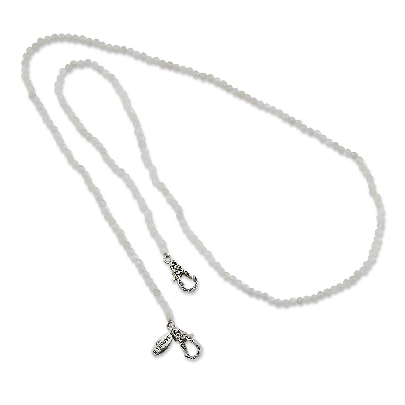 Samuel B STERLING SILVER FACETED WHITE MOONSTONE MASKHOLDER CHAIN IN 24 ...