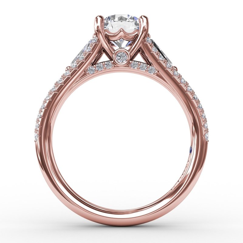 Three-Stone Round Diamond Engagement Ring With Split Diamond Shank and ...